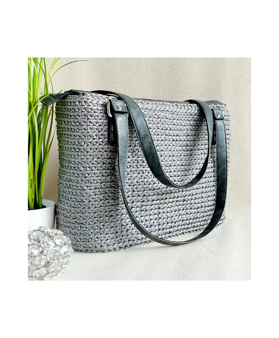 Häkelset für Tasche Tabea in cognac mit Soft Ribbon Garn